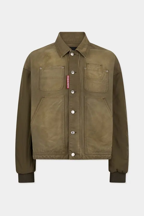 Dsquared2 Garment-dyed Carpenter Kaban Jacket - Grey
