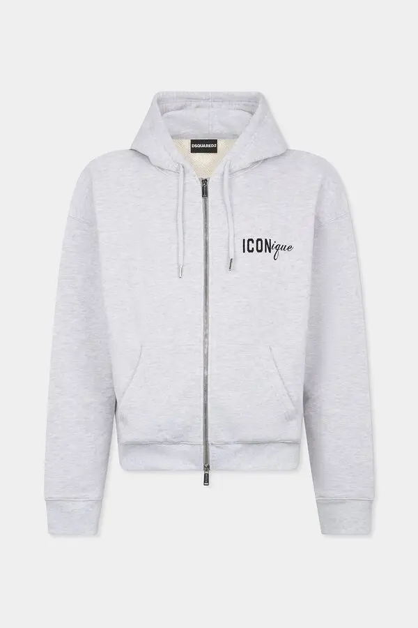 Dsquared2 Iconique Boyfriend Fit Zipped Hoodie - Grey