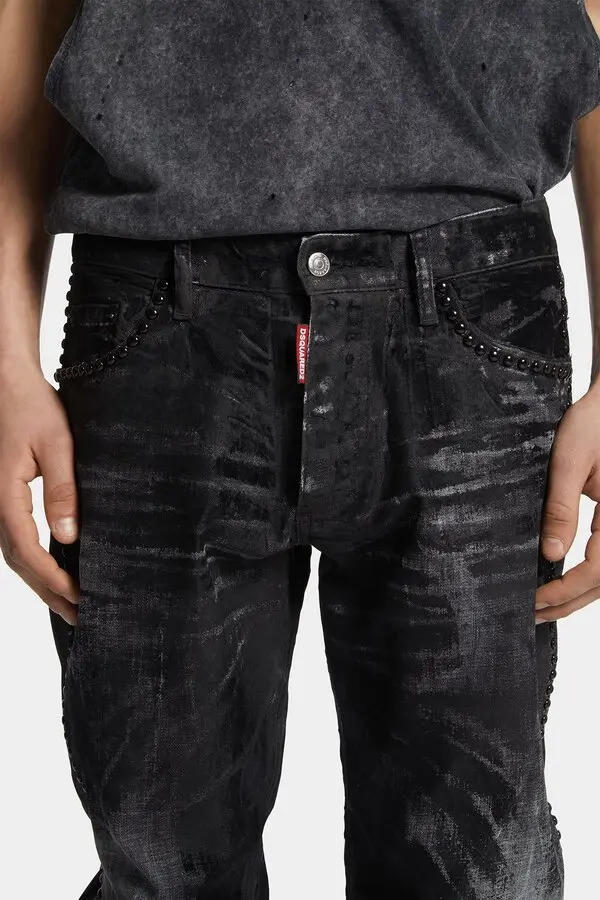 Dsquared2 Kiss Collaboration Rhinestone Logo Jeans