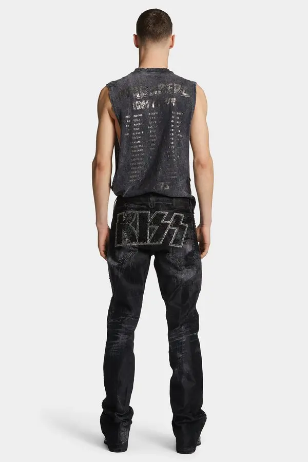 Dsquared2 Kiss Collaboration Rhinestone Logo Jeans