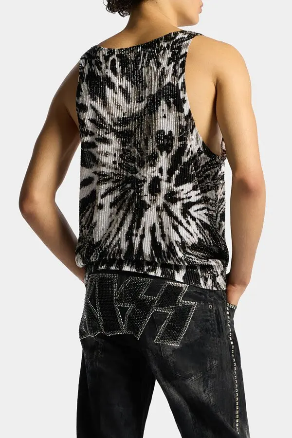 Dsquared2 Kiss Collaboration Tie-dye Embellished Logo Tank