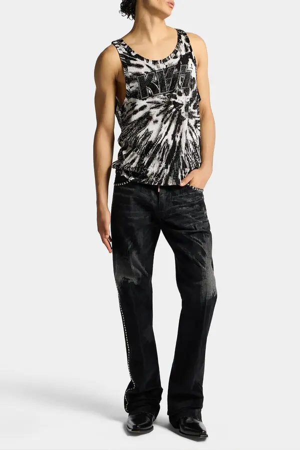 Dsquared2 Kiss Collaboration Tie-dye Embellished Logo Tank