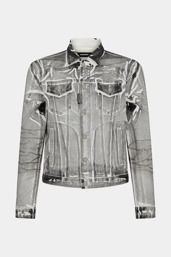 Dsquared2 Icon White Coal Wash Dan Jeans Jacket