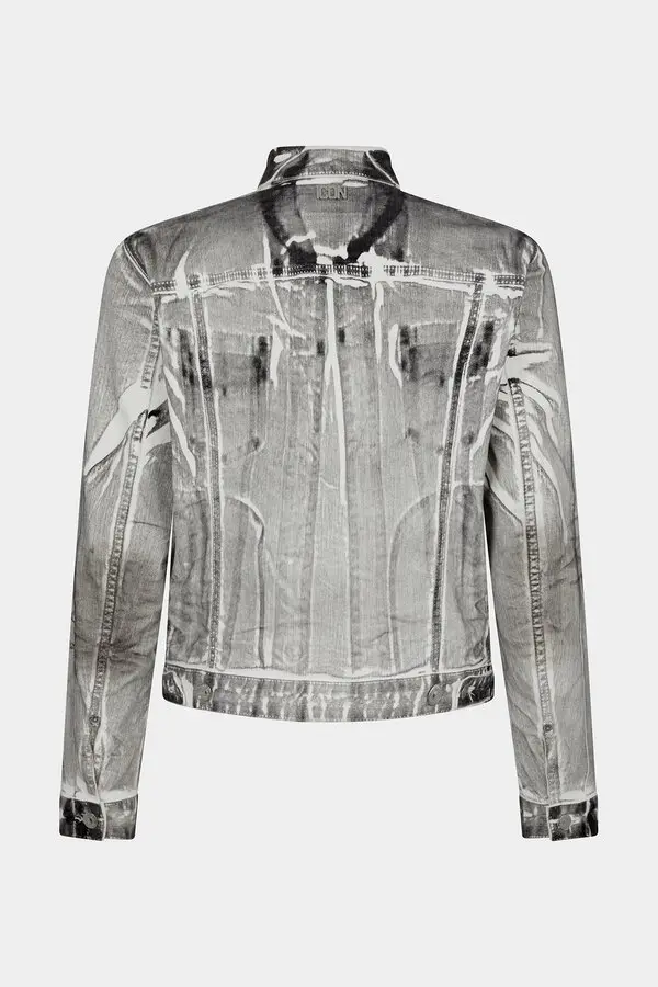 Dsquared2 Icon White Coal Wash Dan Jeans Jacket