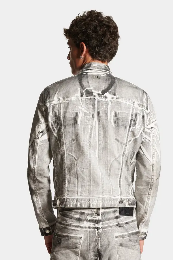 Dsquared2 Icon White Coal Wash Dan Jeans Jacket