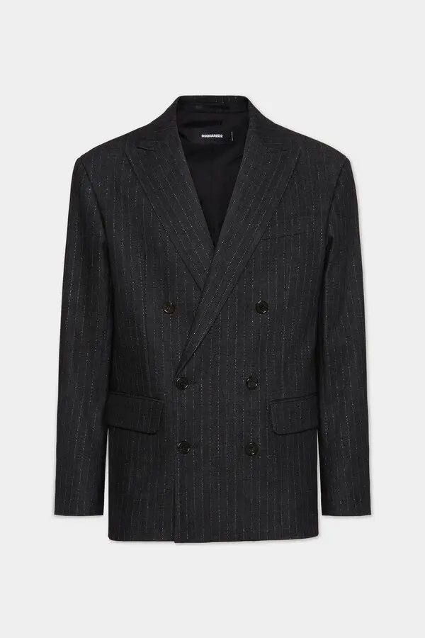 Dsquared2 Pinstripe Denim Double Breasted Blazer - Black
