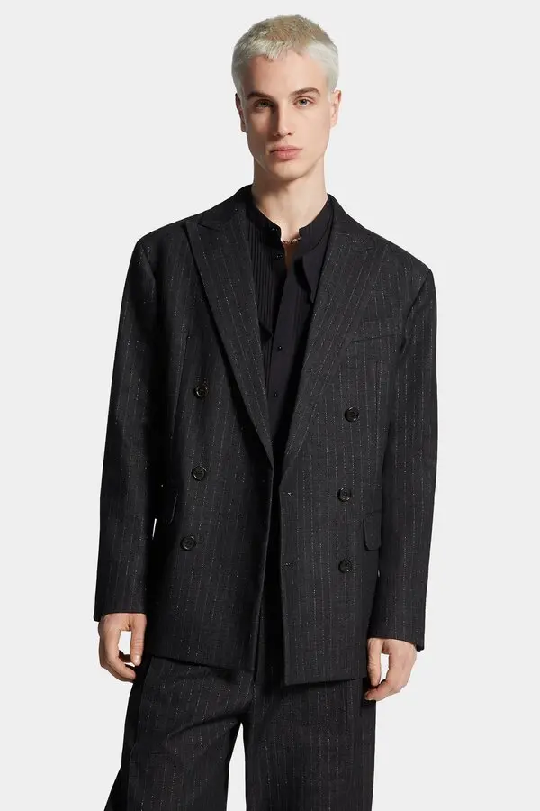 Dsquared2 Pinstripe Denim Double Breasted Blazer