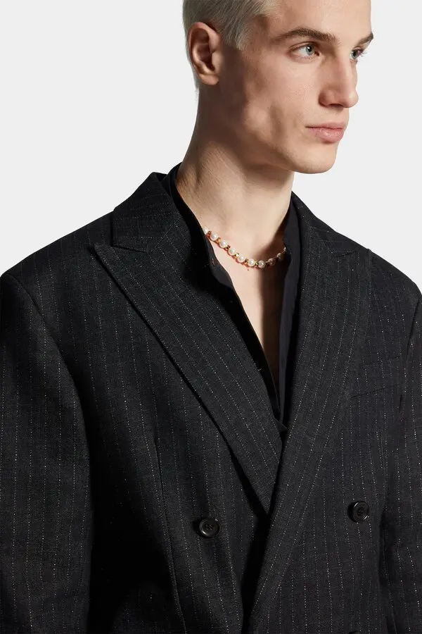 Dsquared2 Pinstripe Denim Double Breasted Blazer