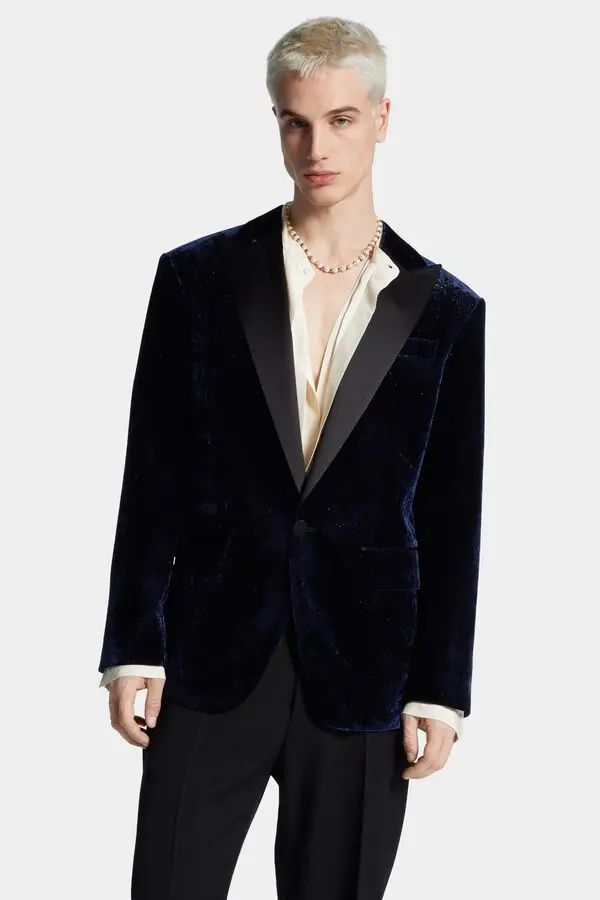 Dsquared2 Sparkling Velvet Tuxedo Blazer With Peak Lapel