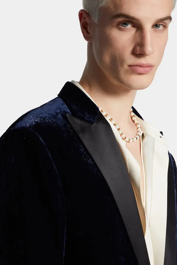 Dsquared2 Sparkling Velvet Tuxedo Blazer With Peak Lapel