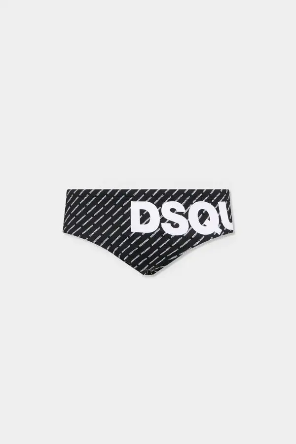 Dsquared2 Swim Briefs With All-over Logo Print - Black