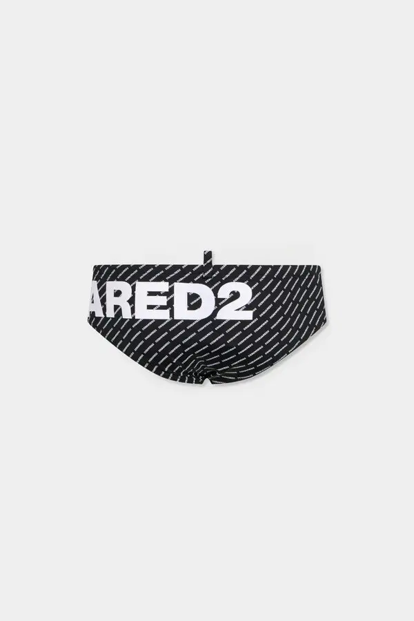 Dsquared2 Swim Briefs With All-over Logo Print