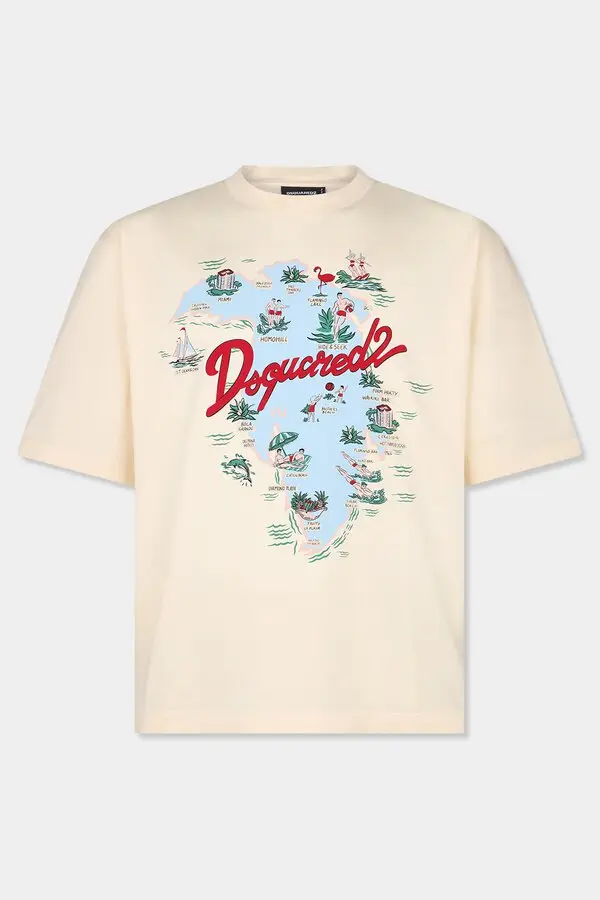 Dsquared2 Aloha Souvenir Print Relaxed Fit T-shirt - Beige