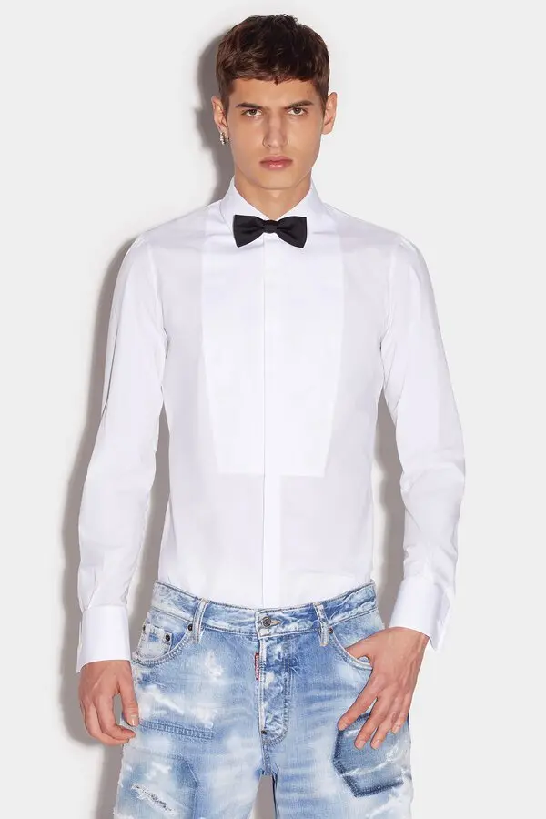 Dsquared2 Slim Fit Tuxedo Shirt - White