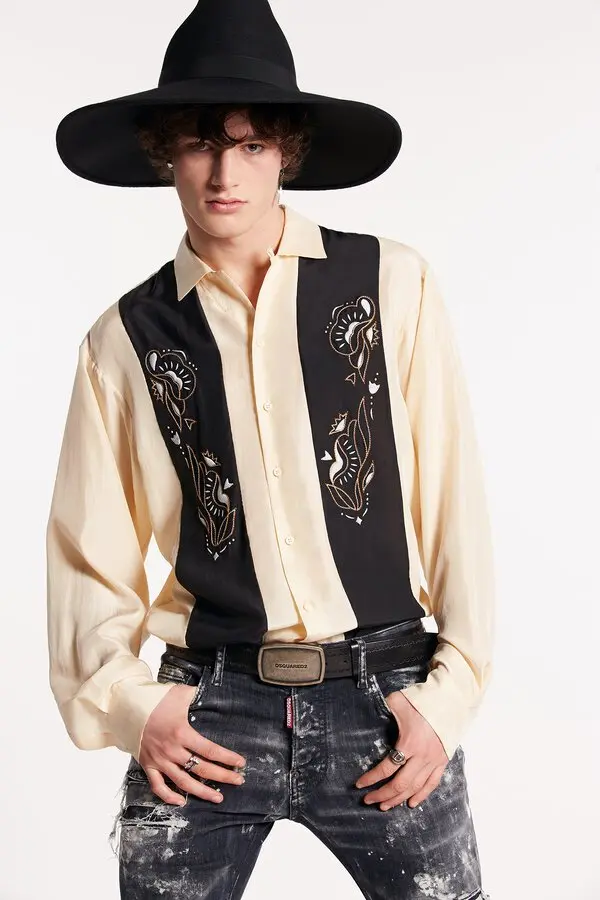 Dsquared2 Bowling Shirt With Embroidered Detail - Black