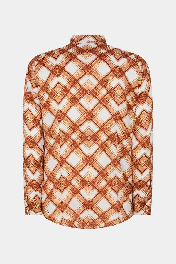 Dsquared2 Easy Slim 70's Shirt With Geometric Print And Tie Neck