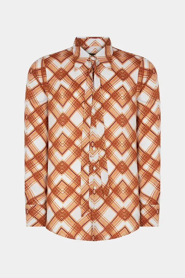 Dsquared2 Easy Slim 70's Shirt With Geometric Print And Tie Neck