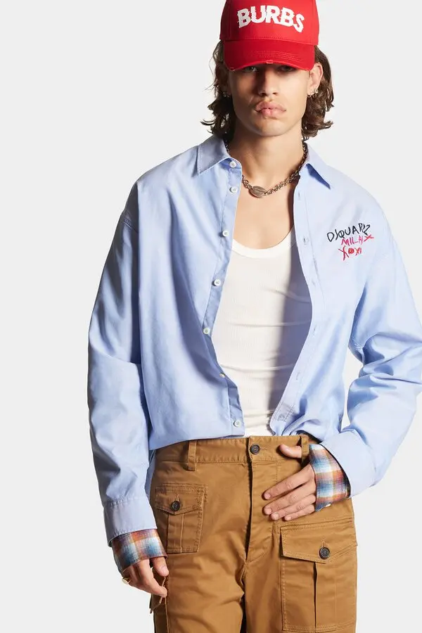 Dsquared2 Layered Sleeve Oxford Shirt