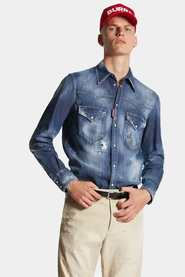 Dsquared2 Distressed Denim Western Shirt