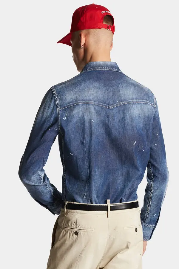 Dsquared2 Distressed Denim Western Shirt