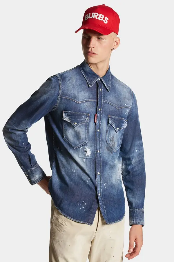 Dsquared2 Distressed Denim Western Shirt