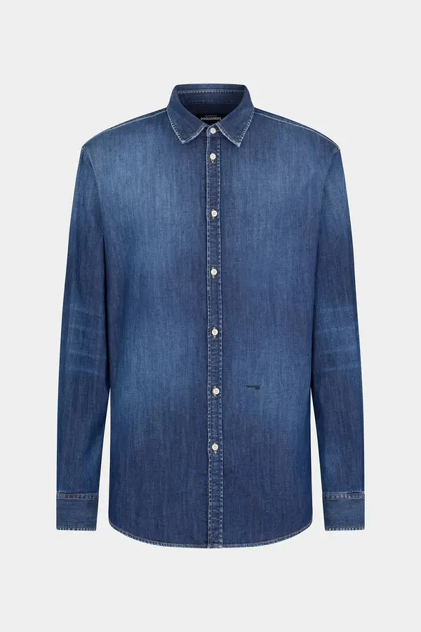 Dsquared2 Relaxed Fit Embroidered Denim Shirt - Blue