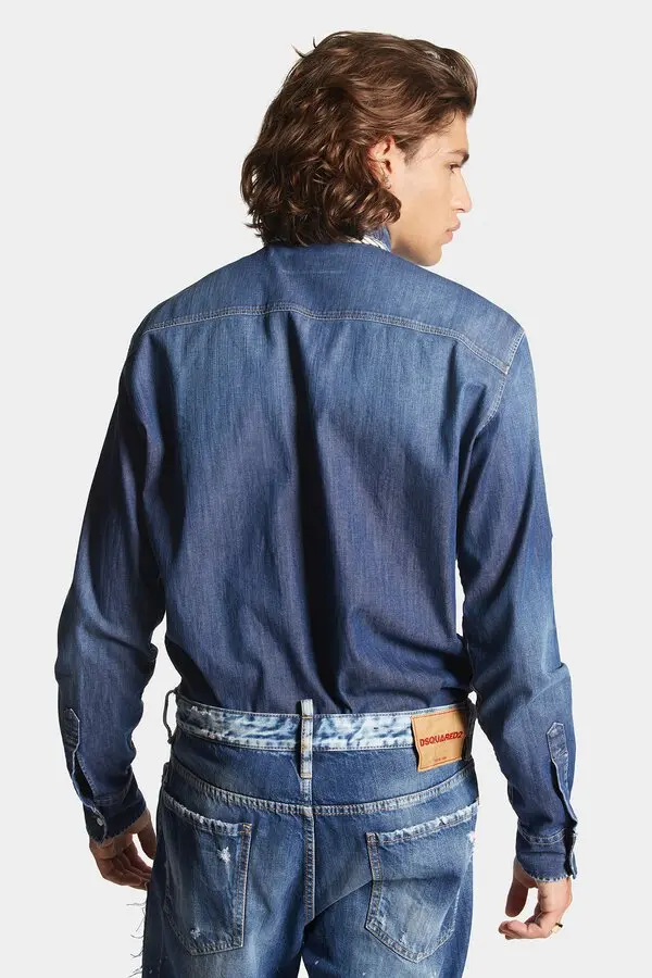 Dsquared2 Relaxed Fit Embroidered Denim Shirt