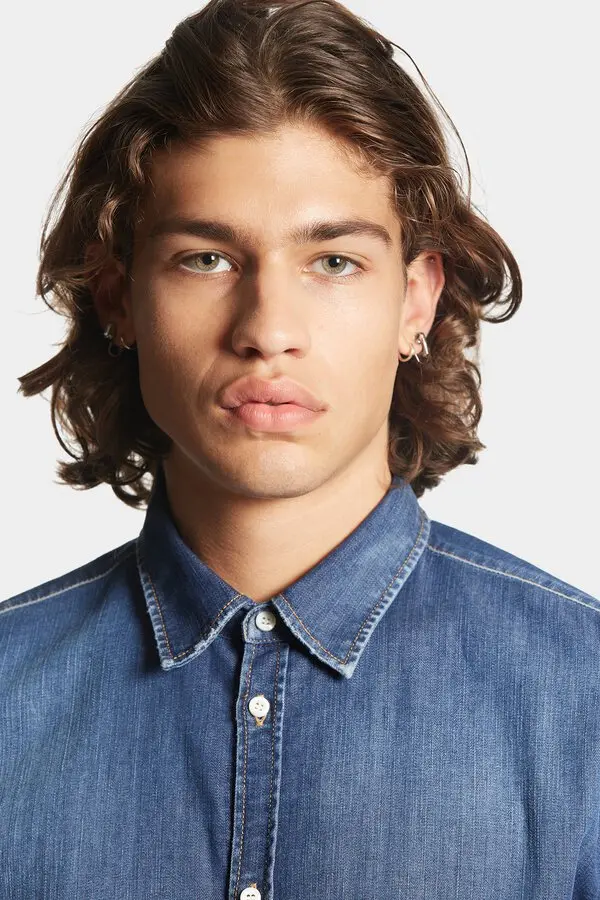 Dsquared2 Relaxed Fit Embroidered Denim Shirt