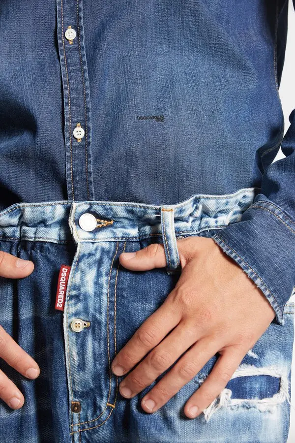 Dsquared2 Relaxed Fit Embroidered Denim Shirt