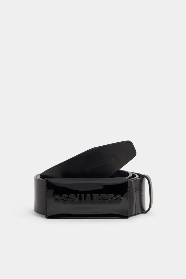 Dsquared2 Logo Plaque Leather Belt - Black