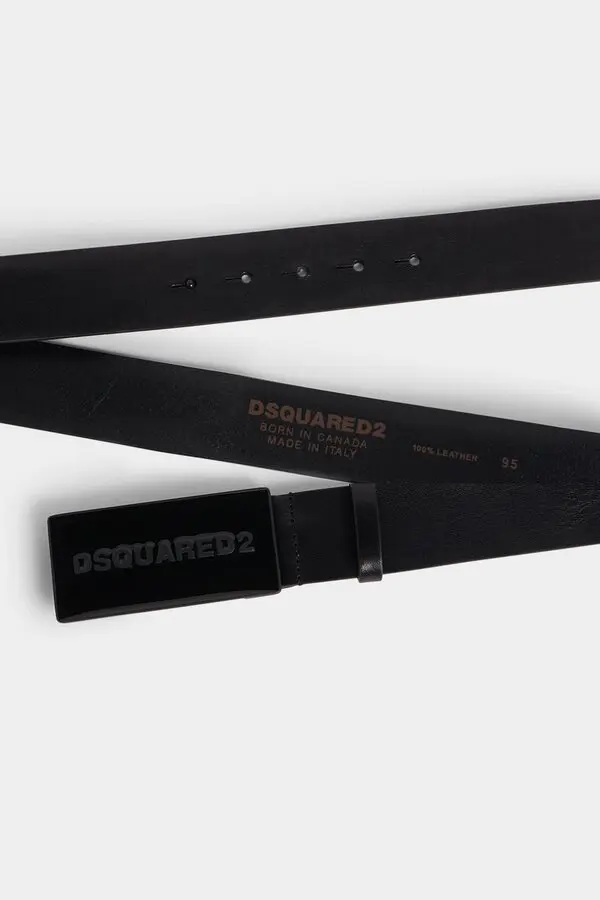 Dsquared2 Logo Plaque Leather Belt