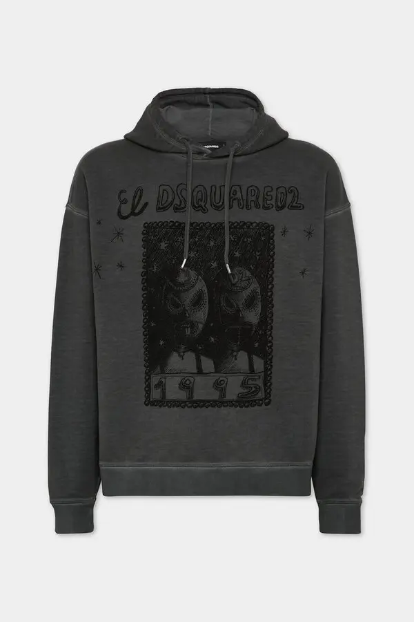 Dsquared2 Mask Print Hoodie - Grey