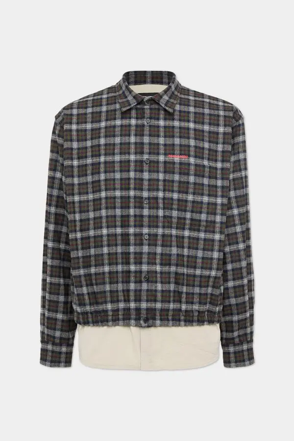 Dsquared2 Checked Wool Shirt With Cotton Insert