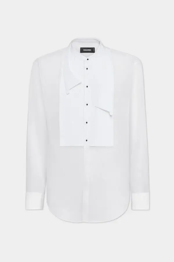 Dsquared2 Sheer Silk Organza Shirt With Dropped Shoulder Bow Detail - White