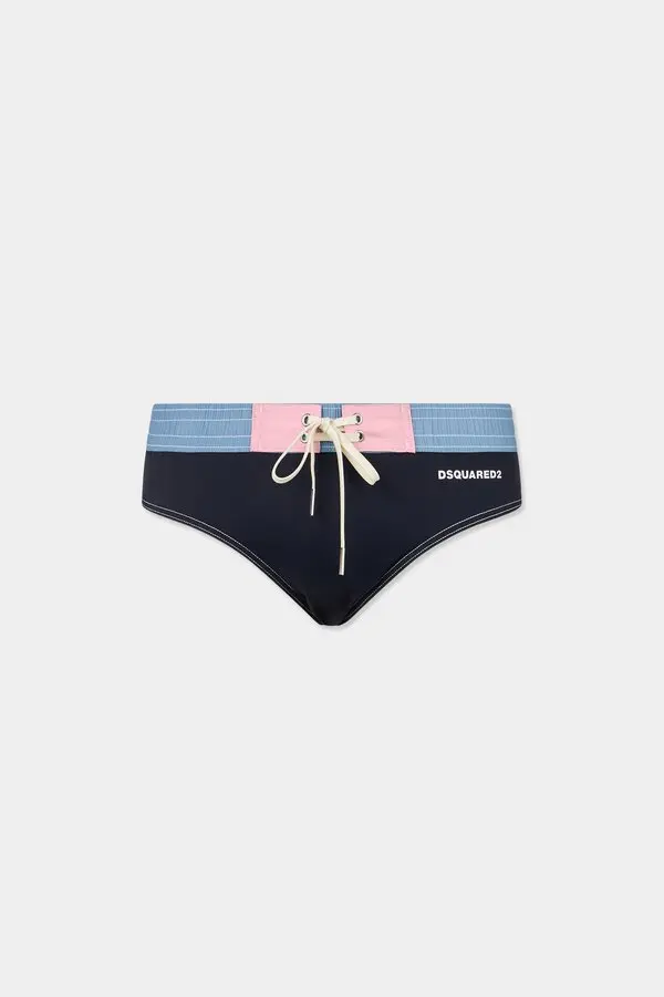 Dsquared2 Swim Briefs With Side Logo And Drawstring Waist - Blue