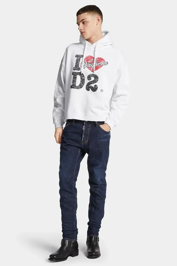 Dsquared2 Vaquera X Relaxed Fit Hoodie - White