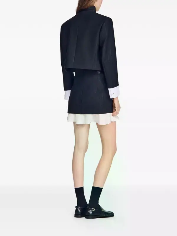 Sandro Pinstripe Ruffled Hem Skirt