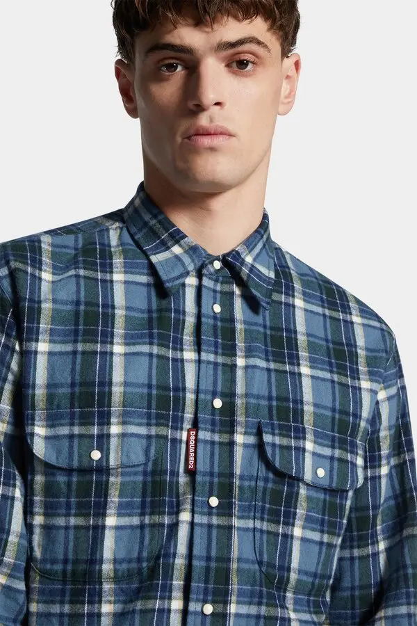 Dsquared2 Plaid Shirt With Canadian Landscape Print