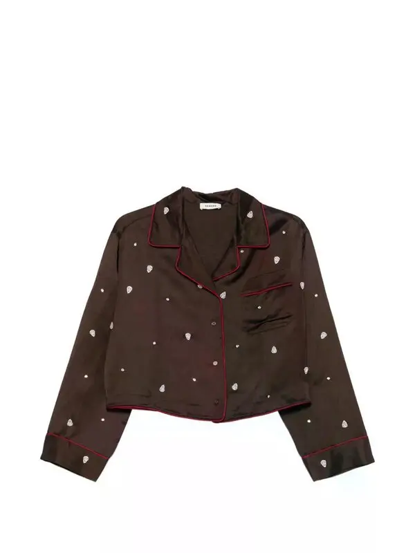 Sandro Rhinestone Embroidered Piped-trim Shirt