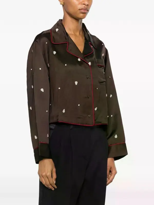Sandro Rhinestone Embroidered Piped-trim Shirt