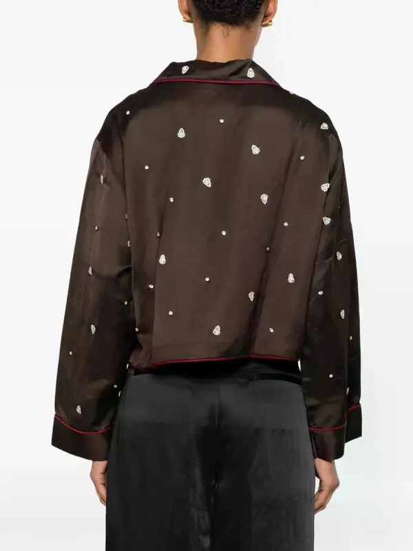 Sandro Rhinestone Embroidered Piped-trim Shirt
