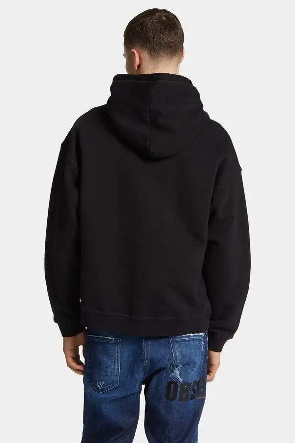 Dsquared2 Relaxed Fit Printed Hoodie - Black