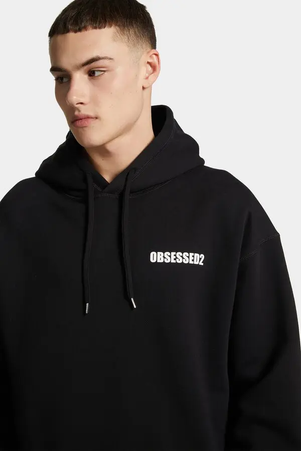 Dsquared2 Relaxed Fit Printed Hoodie - Black