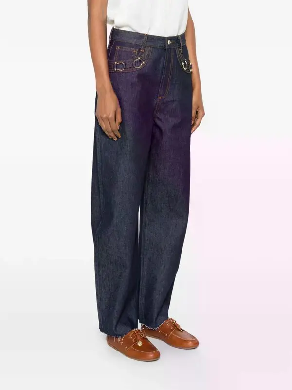 Sandro Wide-leg Balloon Jeans With Gold-tone Hardware