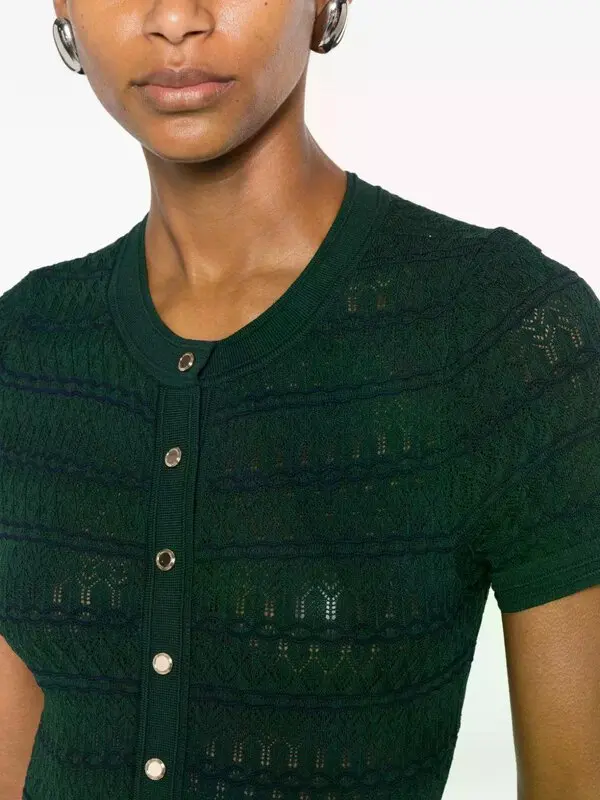 Sandro Pointelle-knit Ruffled Midi Dress