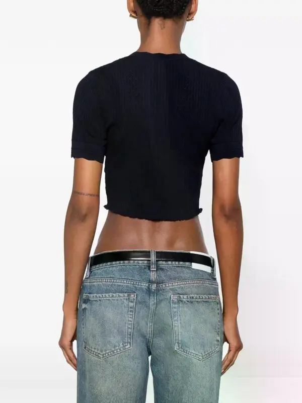 Sandro Pointelle Knit Cropped Cardigan