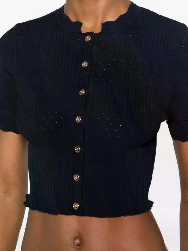 Sandro Pointelle Knit Cropped Cardigan
