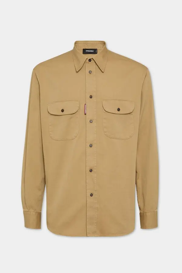 Dsquared2 Cotton Twill Landscape Print Shirt - Black