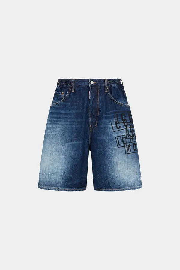 Dsquared2 Icon Dark Wash Denim Bermuda Shorts