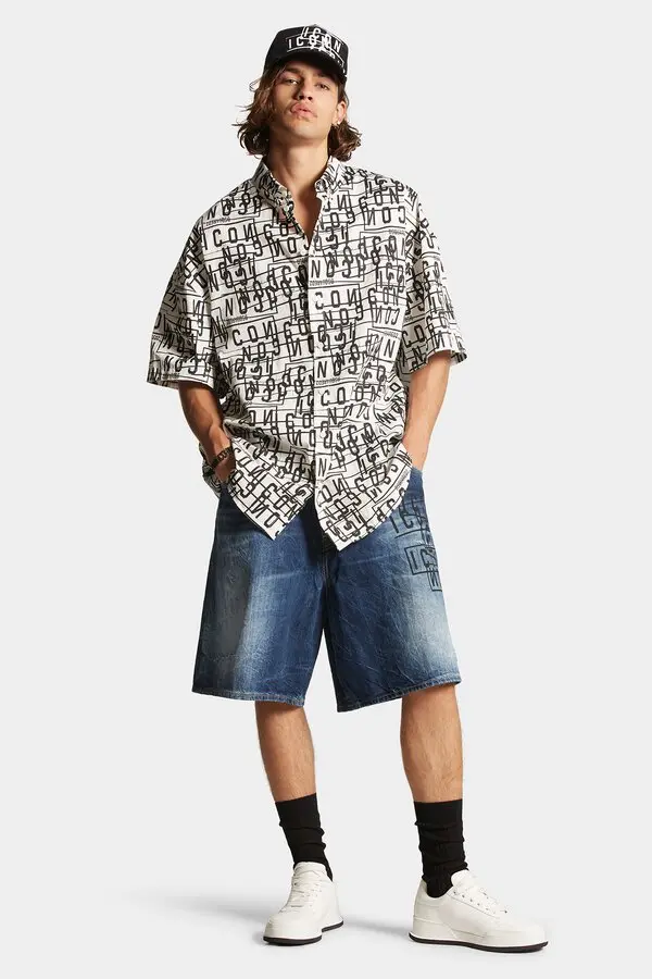 Dsquared2 Icon Dark Wash Denim Bermuda Shorts